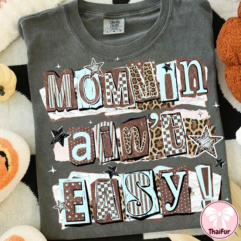 Mommin' Ain't Easy PNG, Trendy Mom Collage PNG, Christian Mama Preppy ...