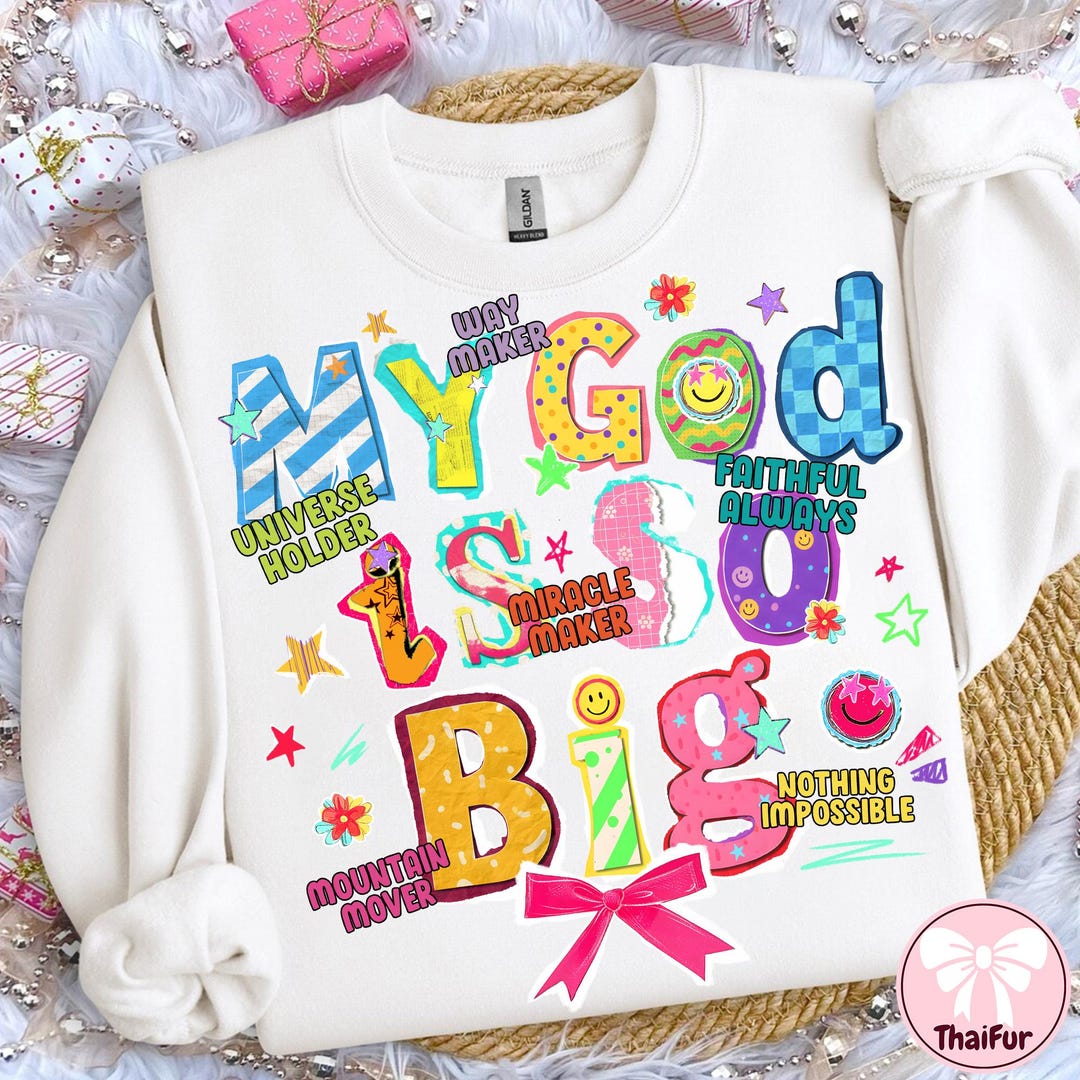 Preppy My God is so Big Png, Christian Kids Png, Bible Verse Psalm 147: ...