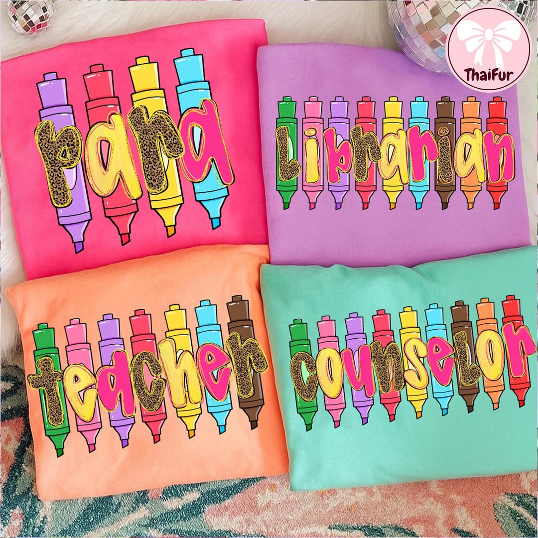 School Occupation Markers Colorful PNG Bundle, Preppy First Day of ...