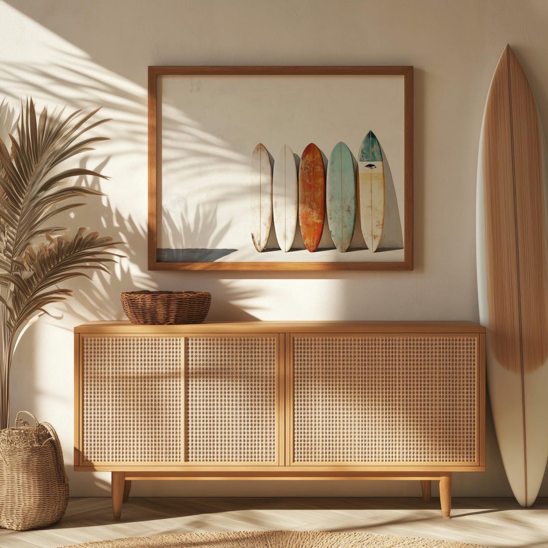 Printable Surfboards in California Boho Beach Wall Decor Coastal Art ...