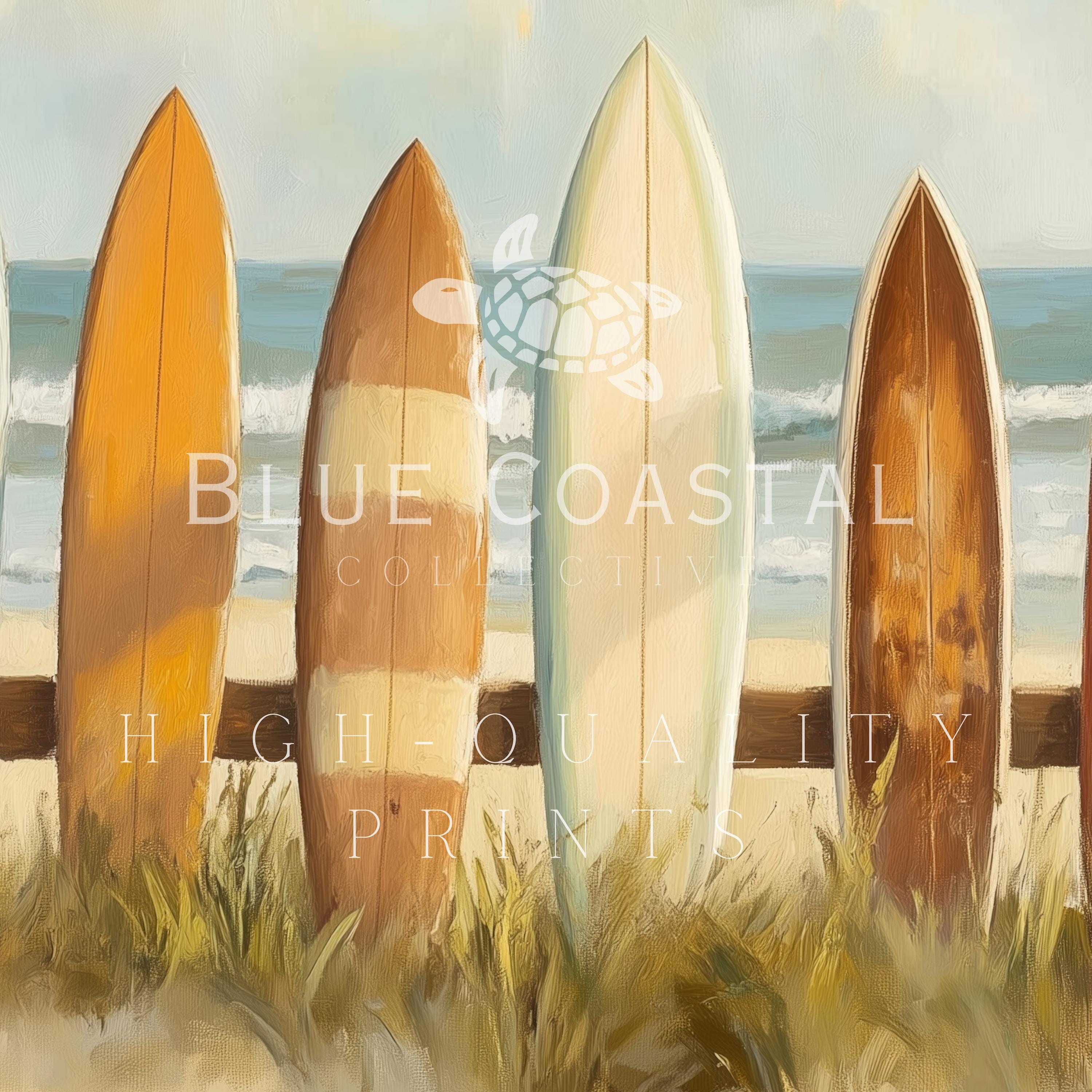 Vintage Surfboards Canvas Tropical Wall Decor Antique Beach Print ...