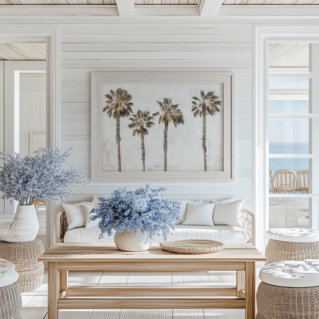 Printable Neutral Palm Tree Painting Tropical Wall Art Boho Coastal ...