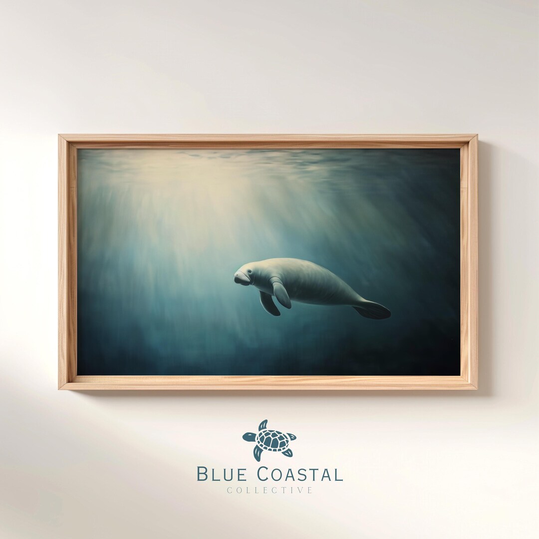 Deep Ocean Painting Manatee Painting Florida Artwork Marine Life Wall ...