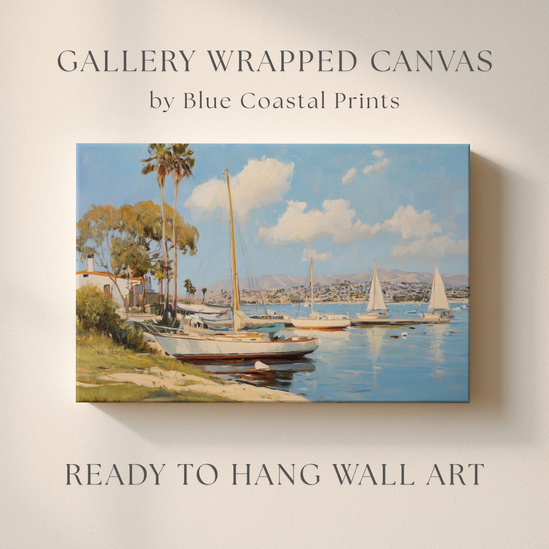 Harbor Canvas Art Coastal Boats Marina Nautical Seascape Wall Decor ...
