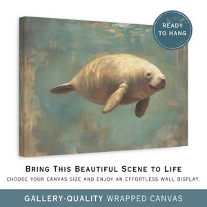 Baby Manatee Print on Canvas Marine Life Art Nursery Decor Beach House ...