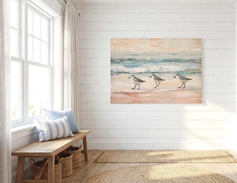 Sandpiper Canvas Vintage Florida Wall Art for Beach House Decor Bird ...