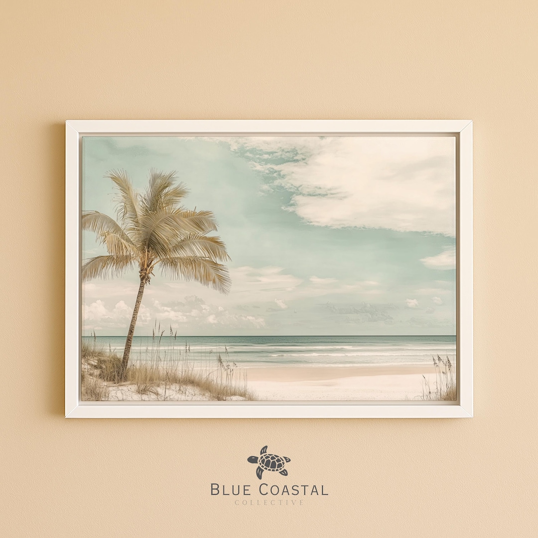Framed Tropical Beach Wall Art Island Ocean Canvas Painting Beach ...