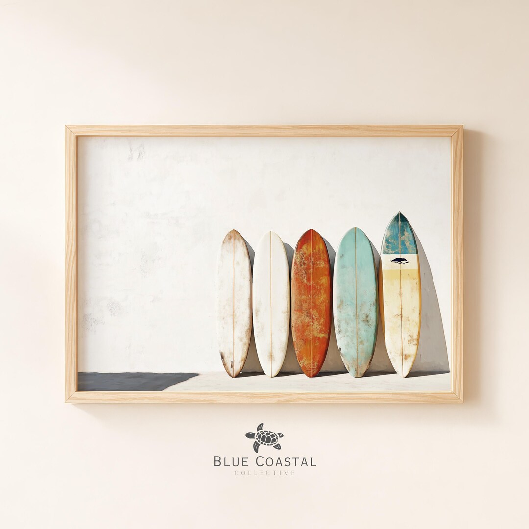 Surfboards in California Vintage Surfboard Painting Surf Wall Art ...
