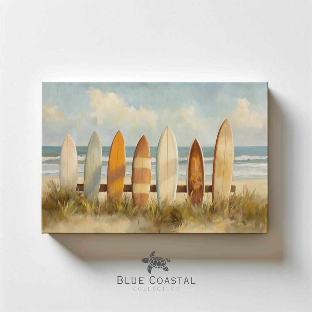Vintage Surfboards Canvas Tropical Wall Decor Antique Beach Print ...