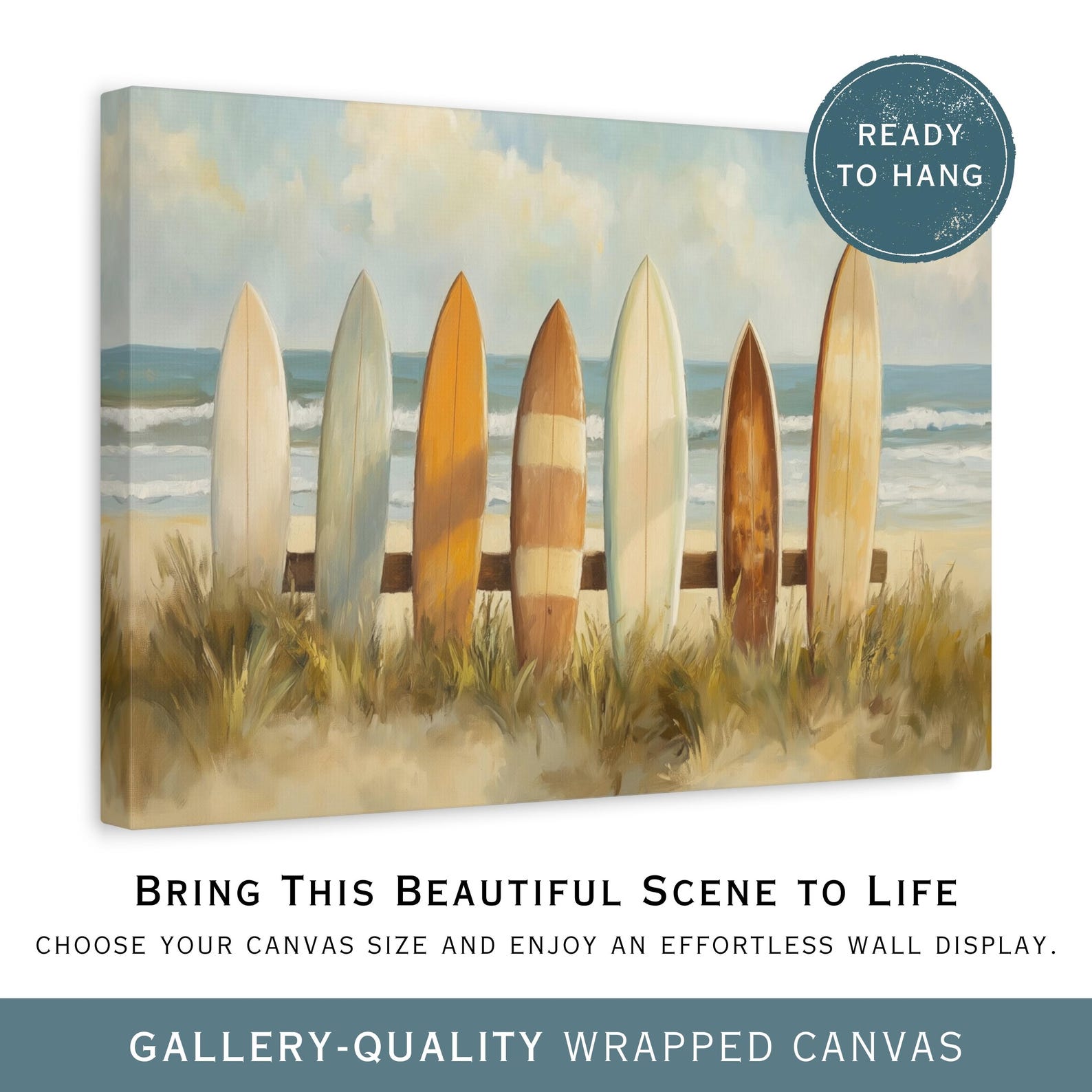 Vintage Surfboards Canvas Tropical Wall Decor Antique Beach Print ...