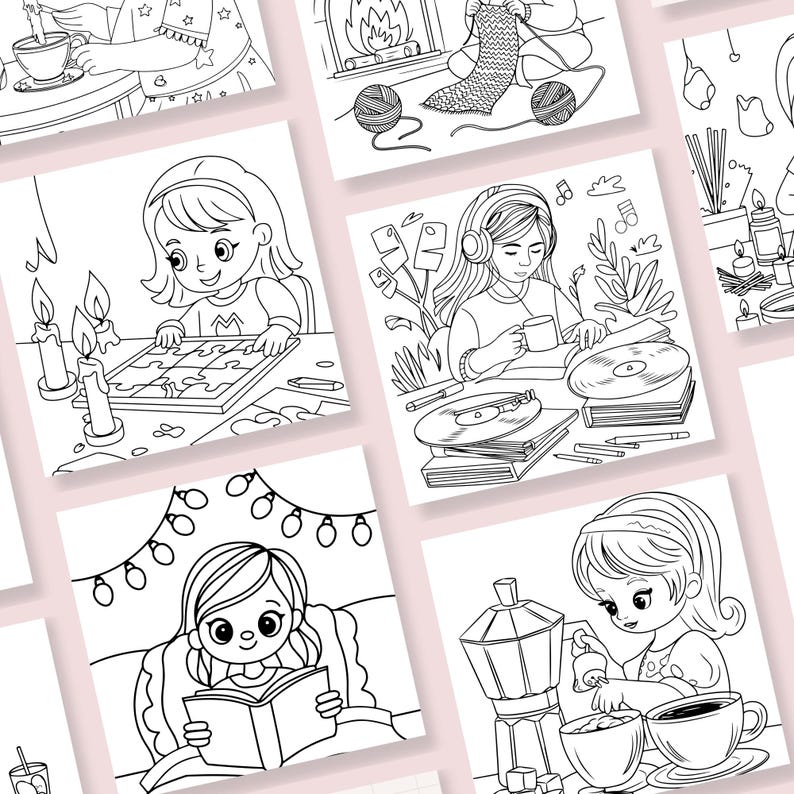 Cozy Girl Homebody Coloring Pages | Set One 40+ Pages | Instant ...