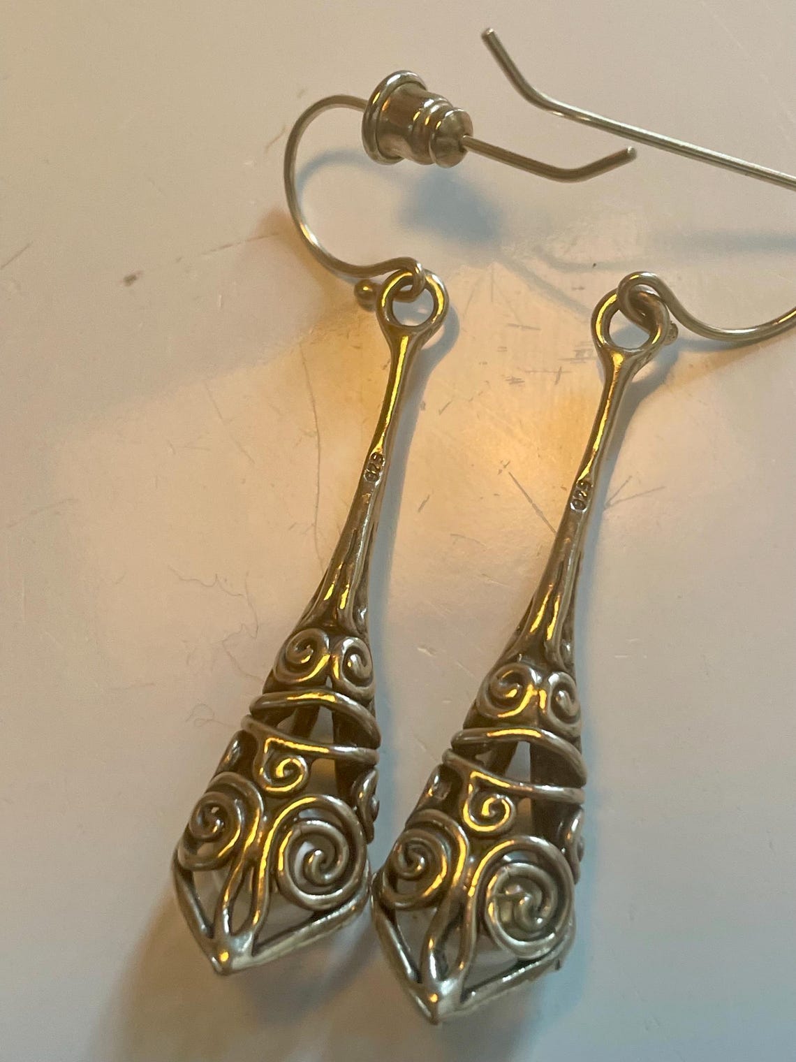 Noa Zuman Sterling Silver 925 Scroll Design Pearl Earrings - Etsy