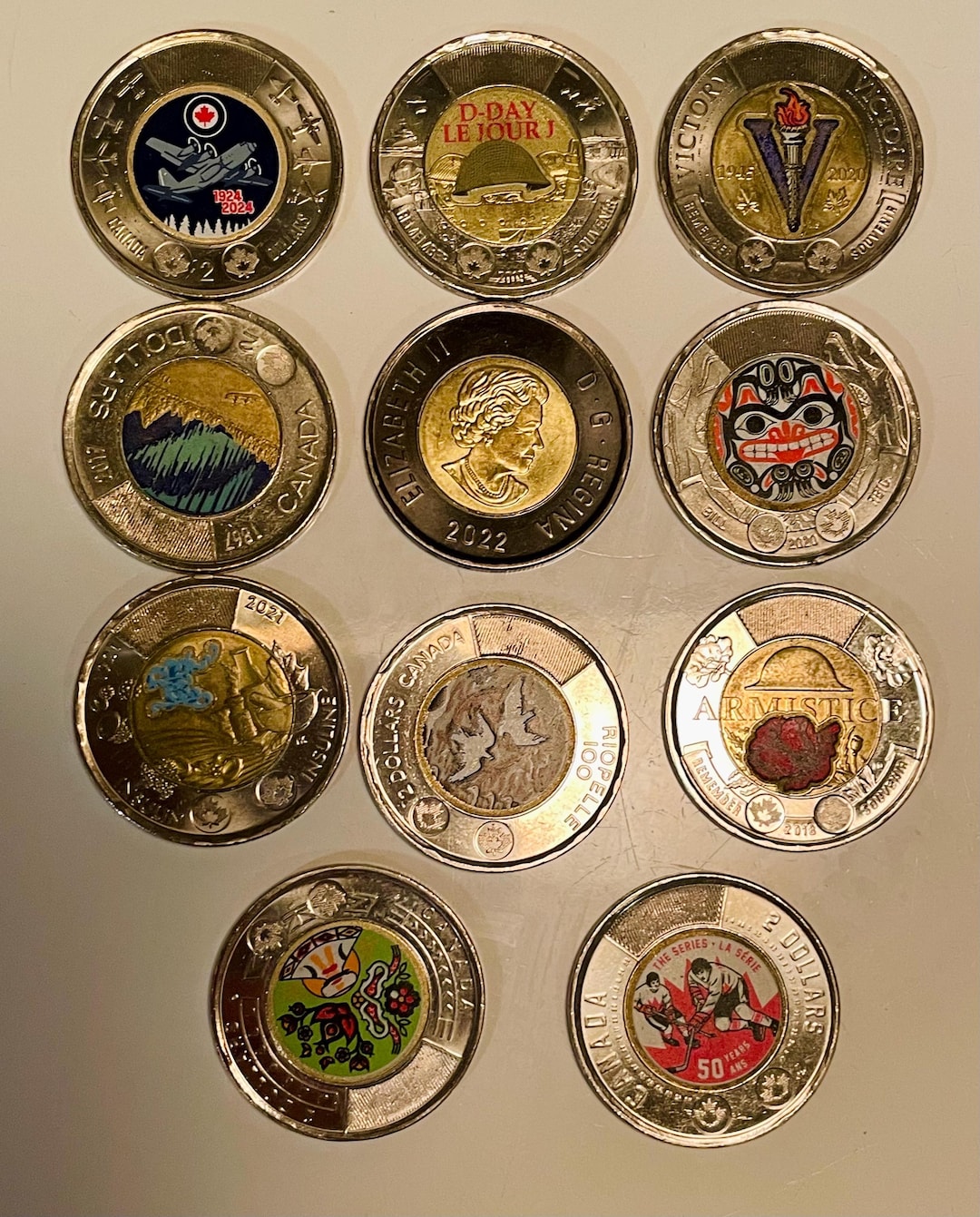 Canada Coloured Coins Toonie Rare Set of 11 - Etsy