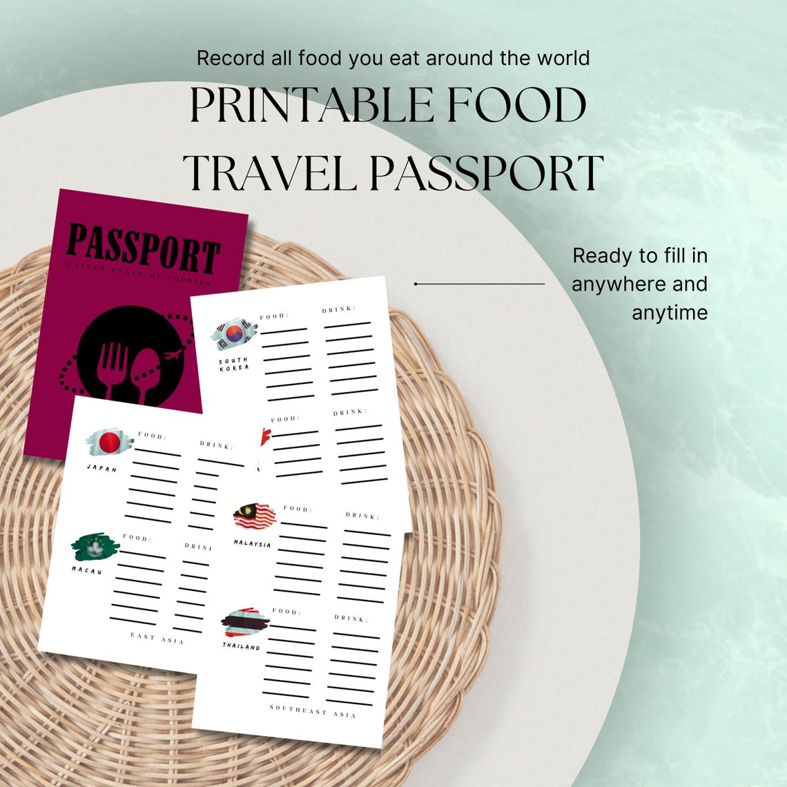 Printable Food Passport, Eatery Around the World, Food Festival Idea ...