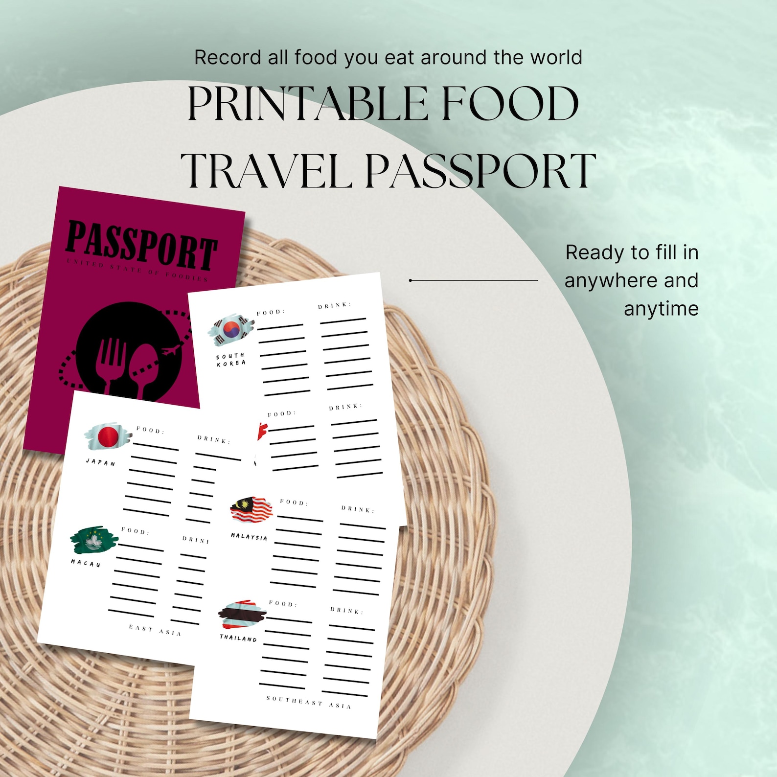 Printable Food Passport, Eatery Around the World, Food Festival Idea ...