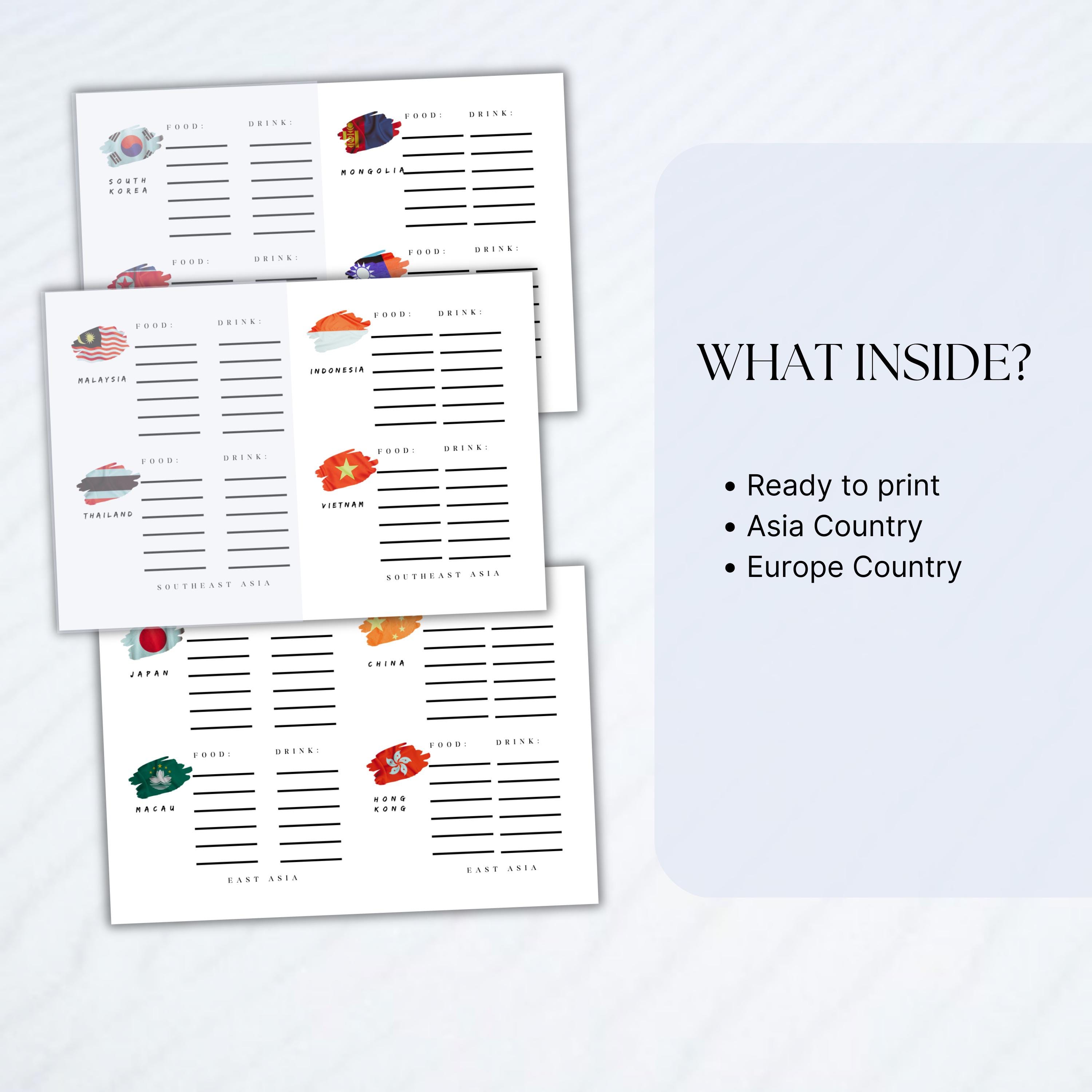 Printable Food Passport, Eatery Around the World, Food Festival Idea ...