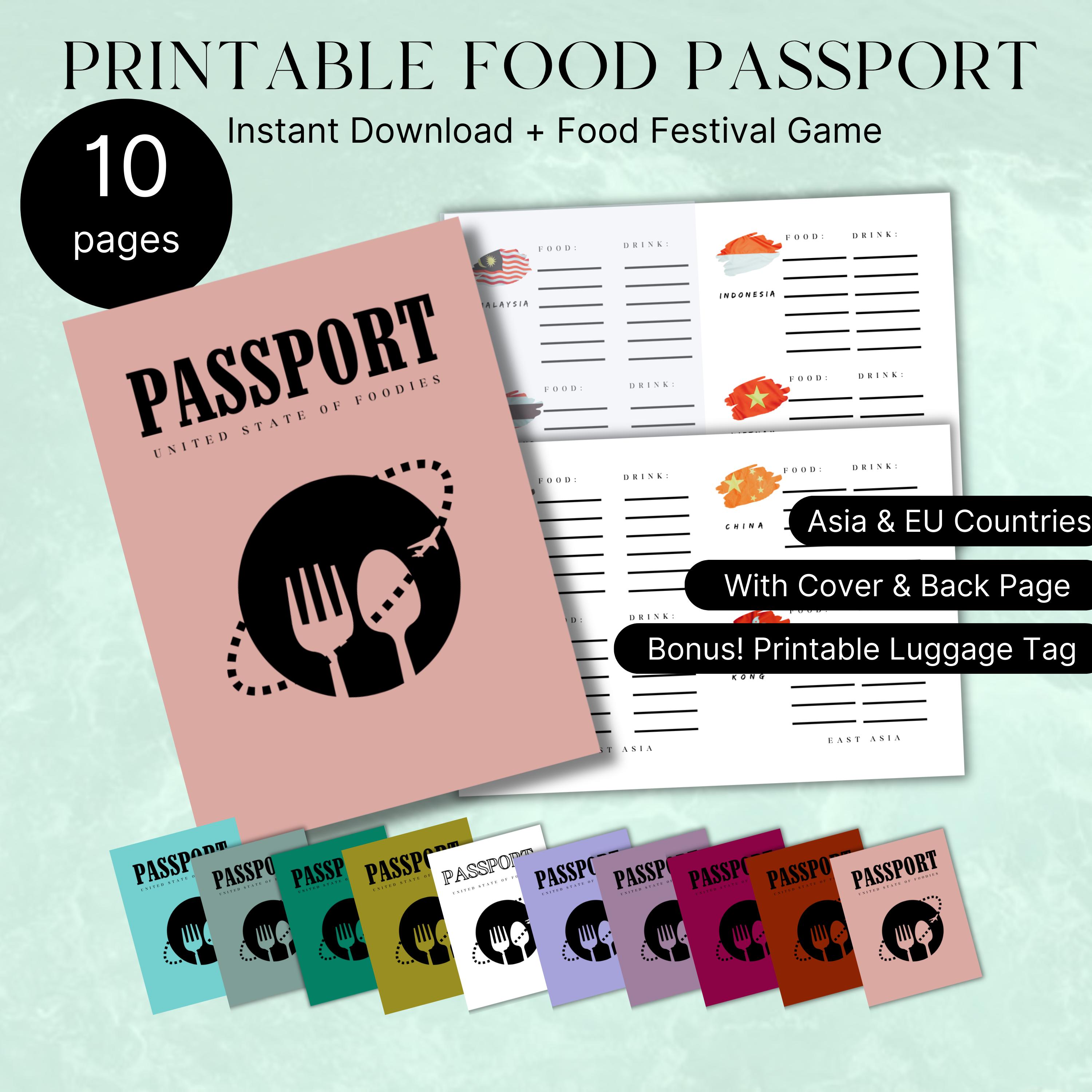 Printable Food Passport, Eatery Around the World, Food Festival Idea ...