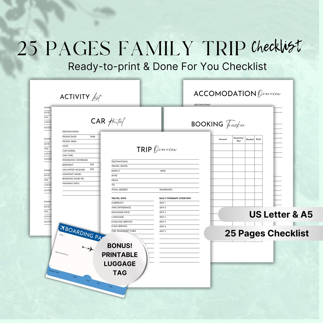 Printable Travel Planner for Solo or Group Trip With Daily Itinerary ...