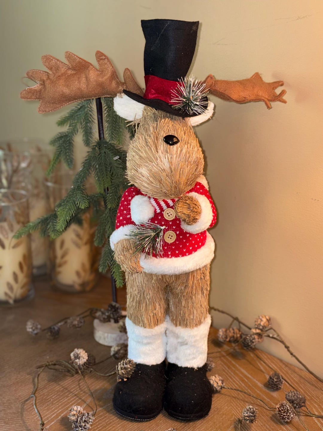 Christmas Moose | Thin Shaped | Staw Sisal Material | Holiday | Gift ...