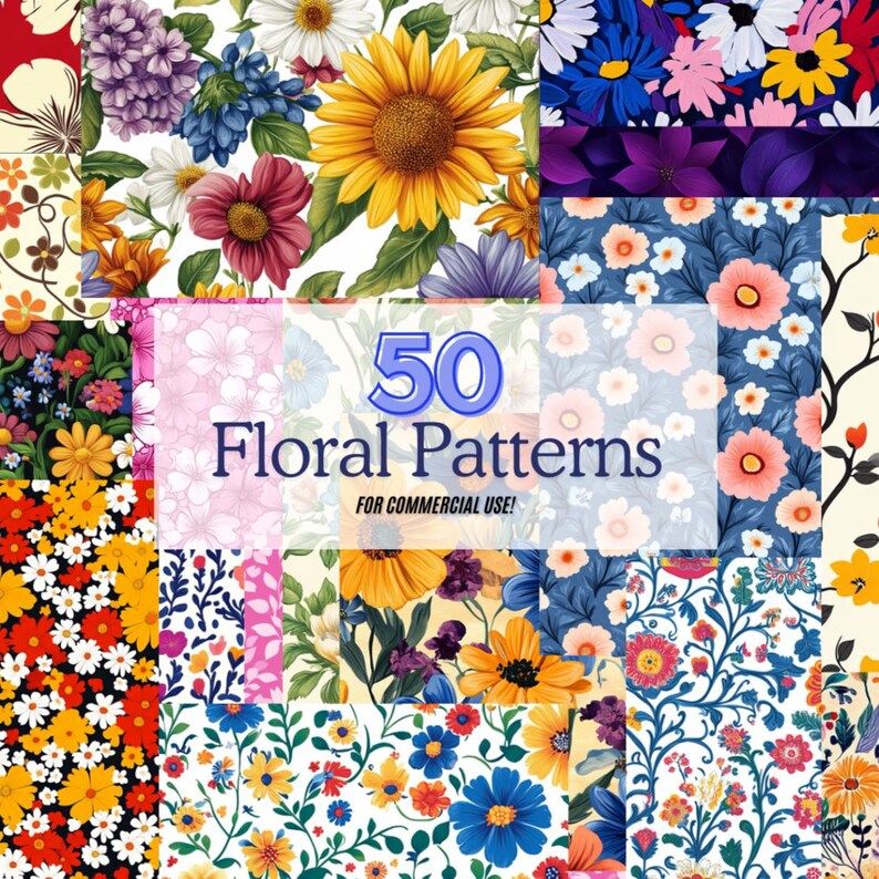 Seamless Floral Patterns, Commercial Use, Seamless Floral Digital Paper ...