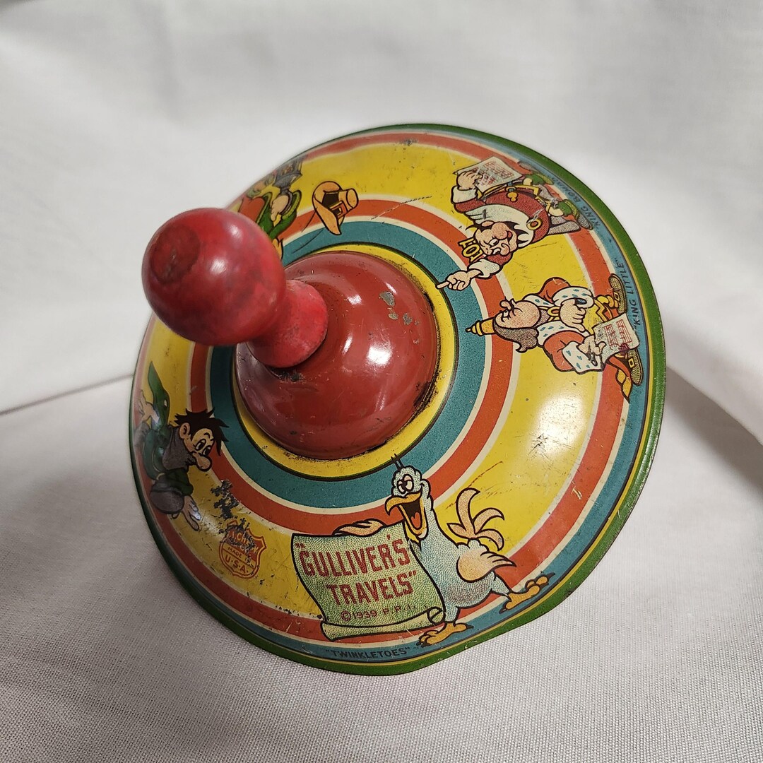 Vintage Tin Litho Toy Gulliver's Travels Spinning Top - Etsy