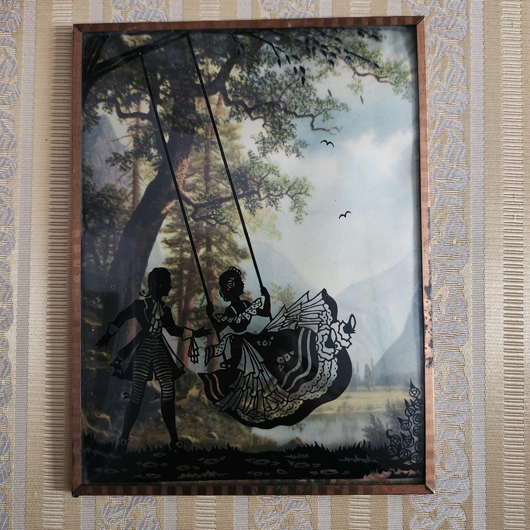 Large 6x8 Morris and Bendien Southern Style, Courting Couple Silhouette ...