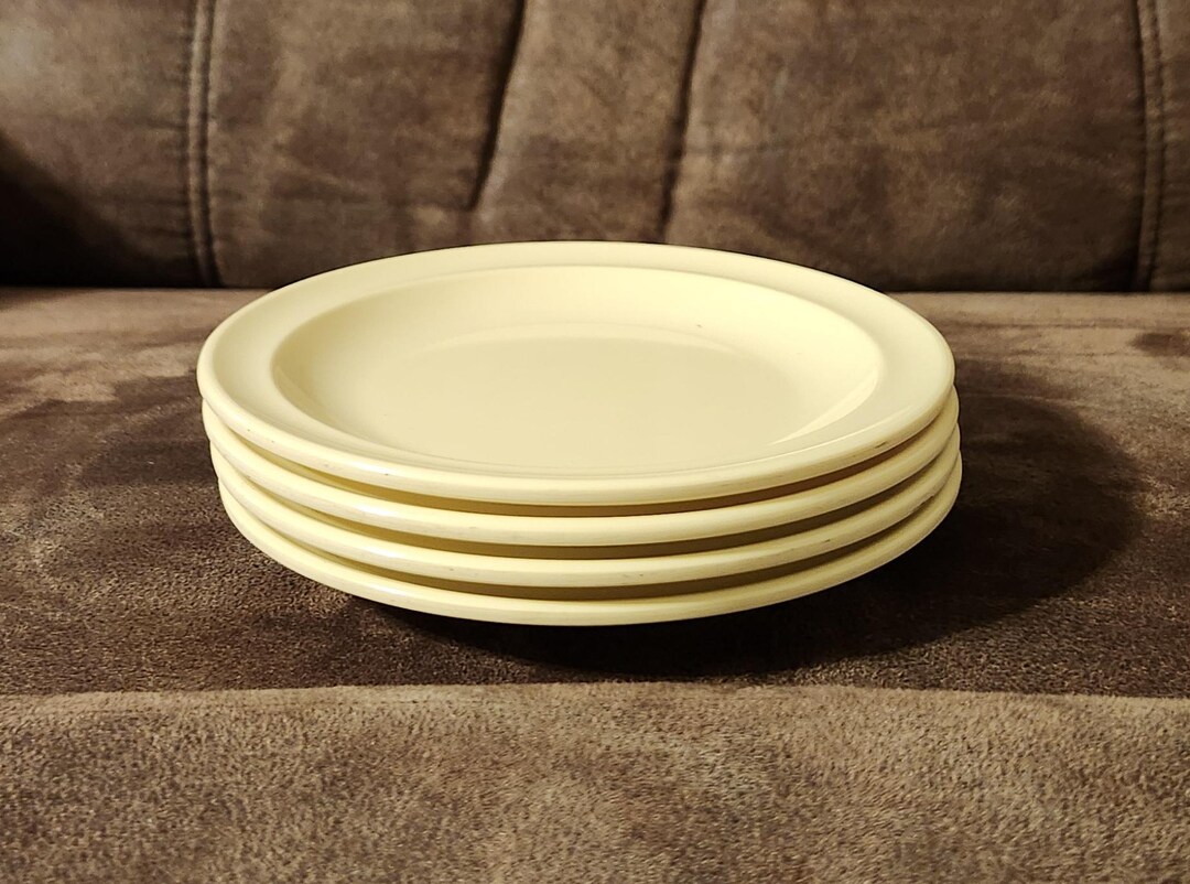 Set of 4 Prolon Yellow, 5.5 Inch Bread and Butter Dishes, Small Dessert ...