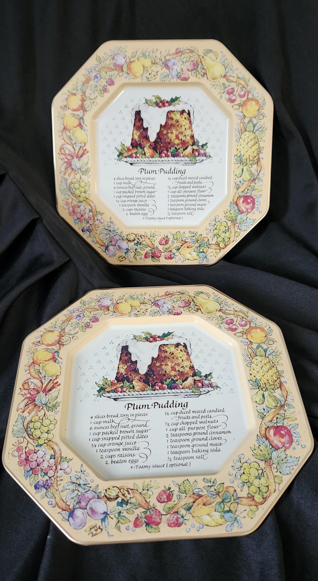 Metal Avon Products Octagon Tip Tray With Plum Pudding Recipe ...