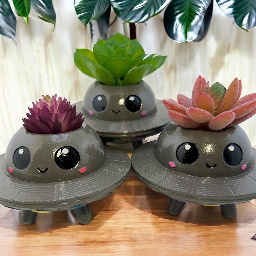 UFO Succulent Planter: Quirky Alien Pot With Colorful Dots - Handmade ...