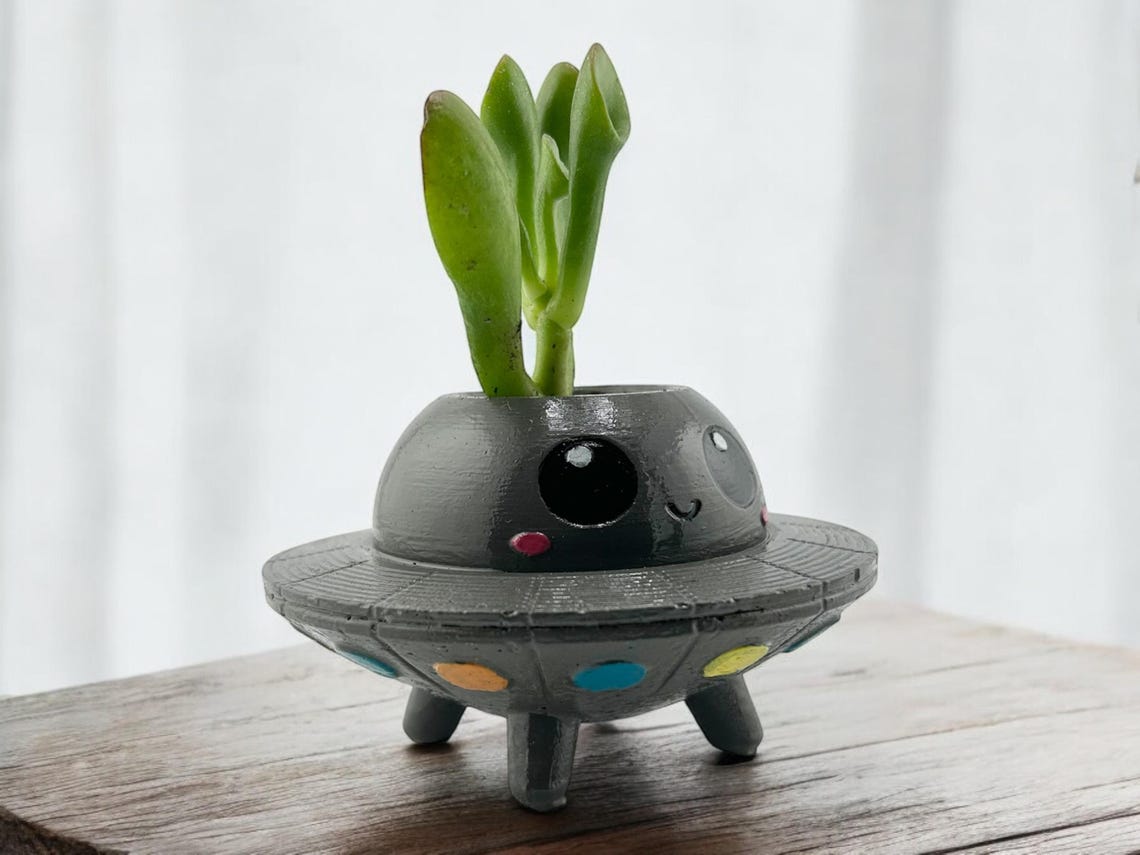 UFO Succulent Planter: Quirky Alien Pot With Colorful Dots - Handmade ...