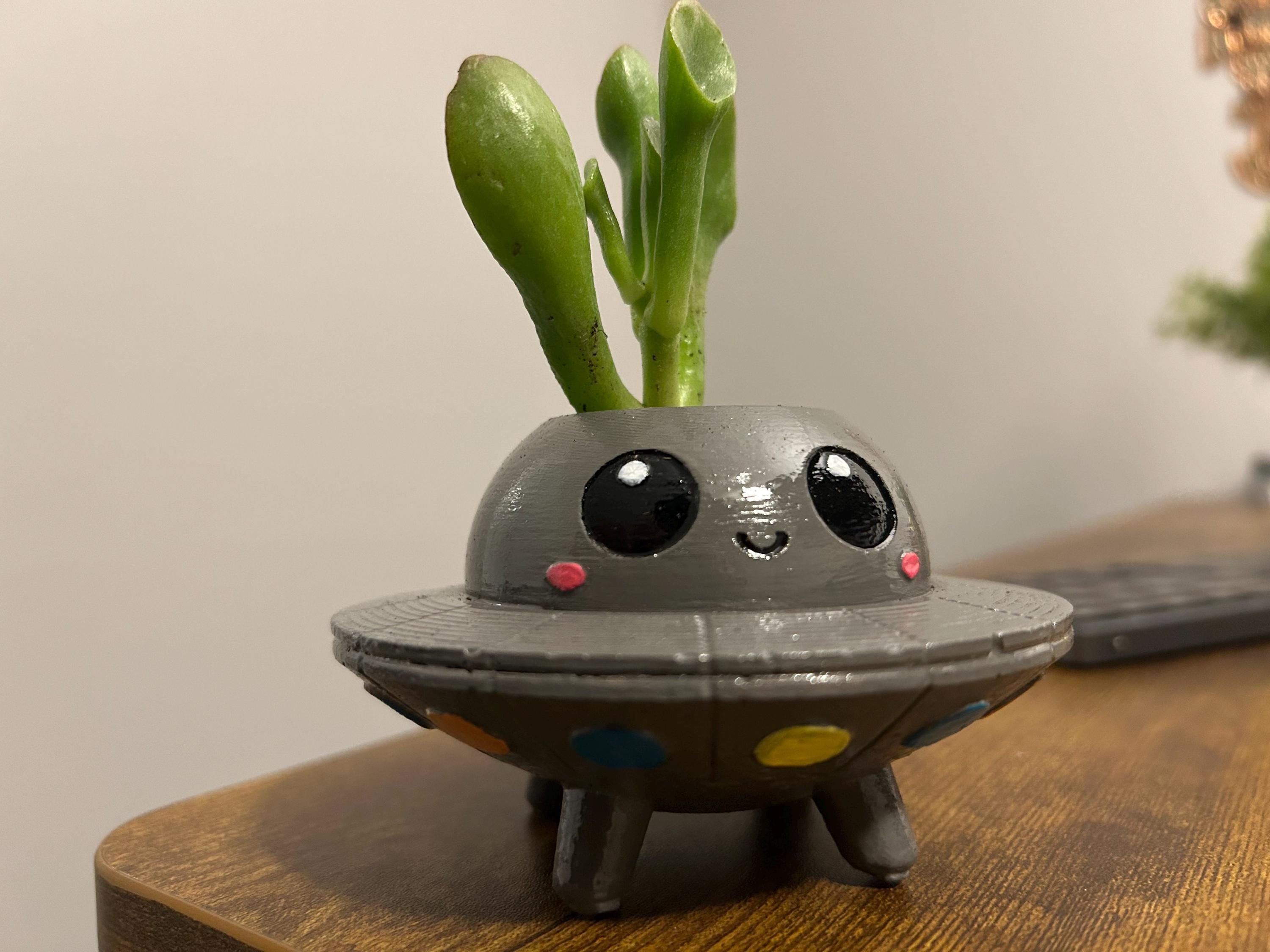 UFO Succulent Planter: Quirky Alien Pot With Colorful Dots - Handmade ...