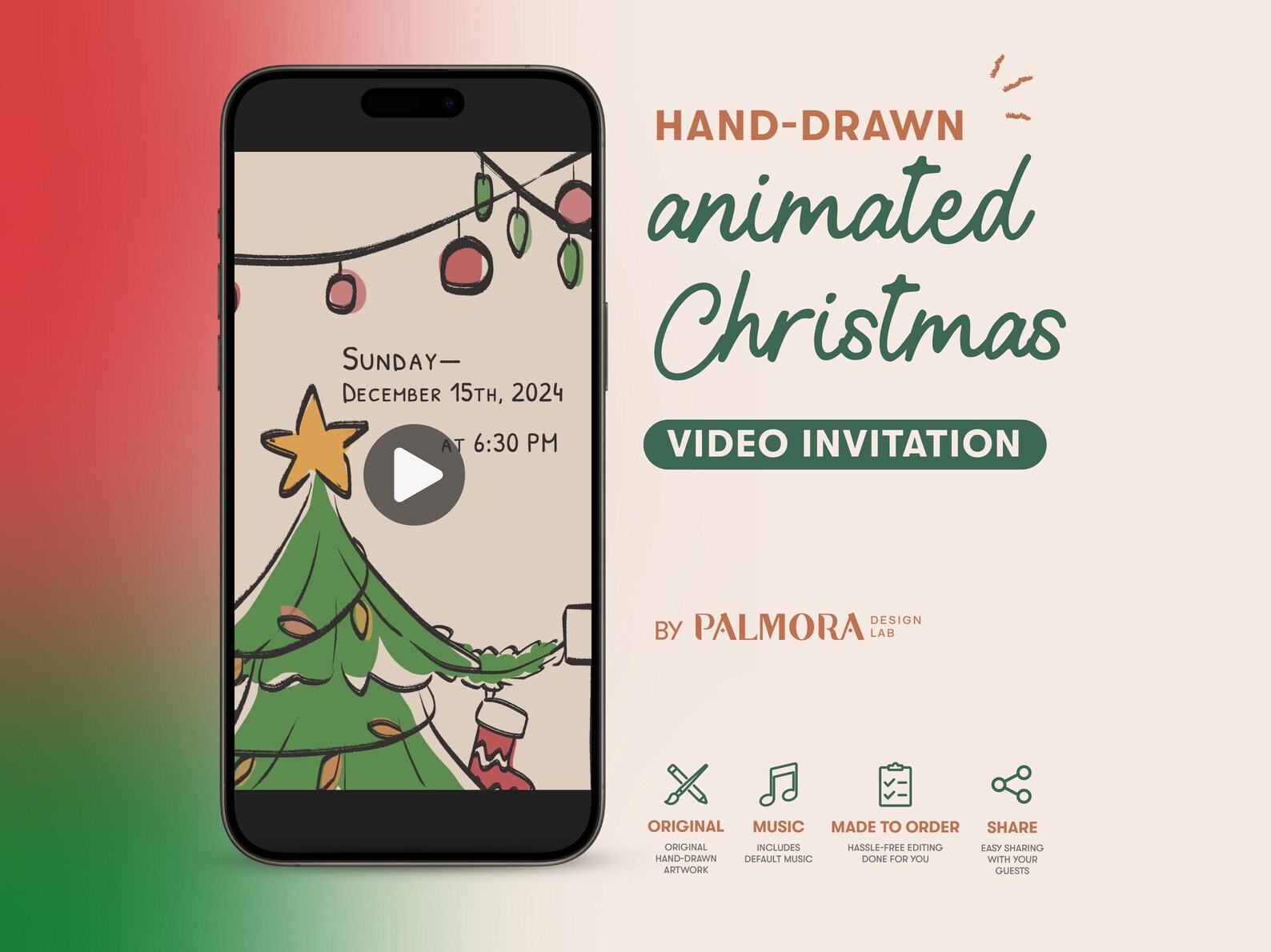 Hand-drawn Animated Christmas Invitation, Personalized Video Invite ...