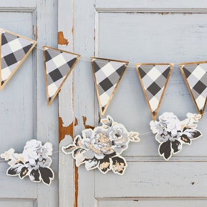 Gingham Farm Floral Banner Black and Grey Floral Garland Gingham Farm ...