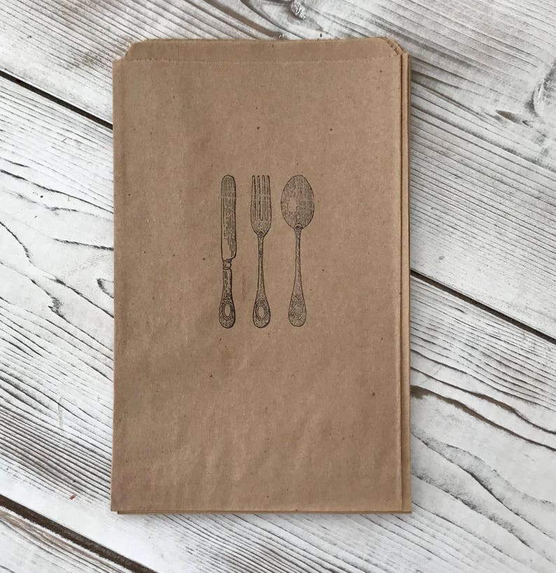 Utensil Bags - Utensil Party Bag - Kraft Cutlery Bag - Wedding - Candy ...