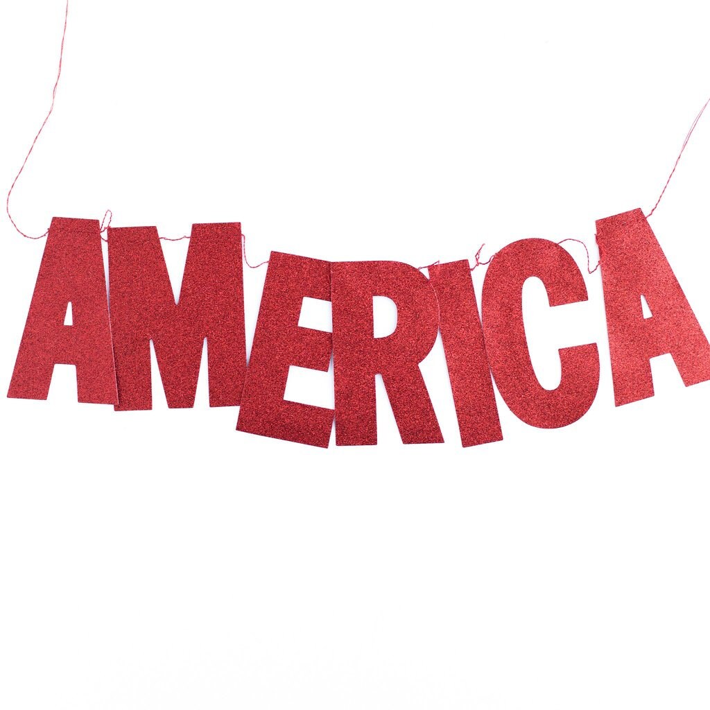 Red America Banner America Glitter Banner July 4th Banner - Etsy