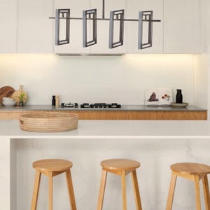 LED Pendant Light 4 Rectangle Rings Chandelier Dimmable Satin Nickel - Etsy