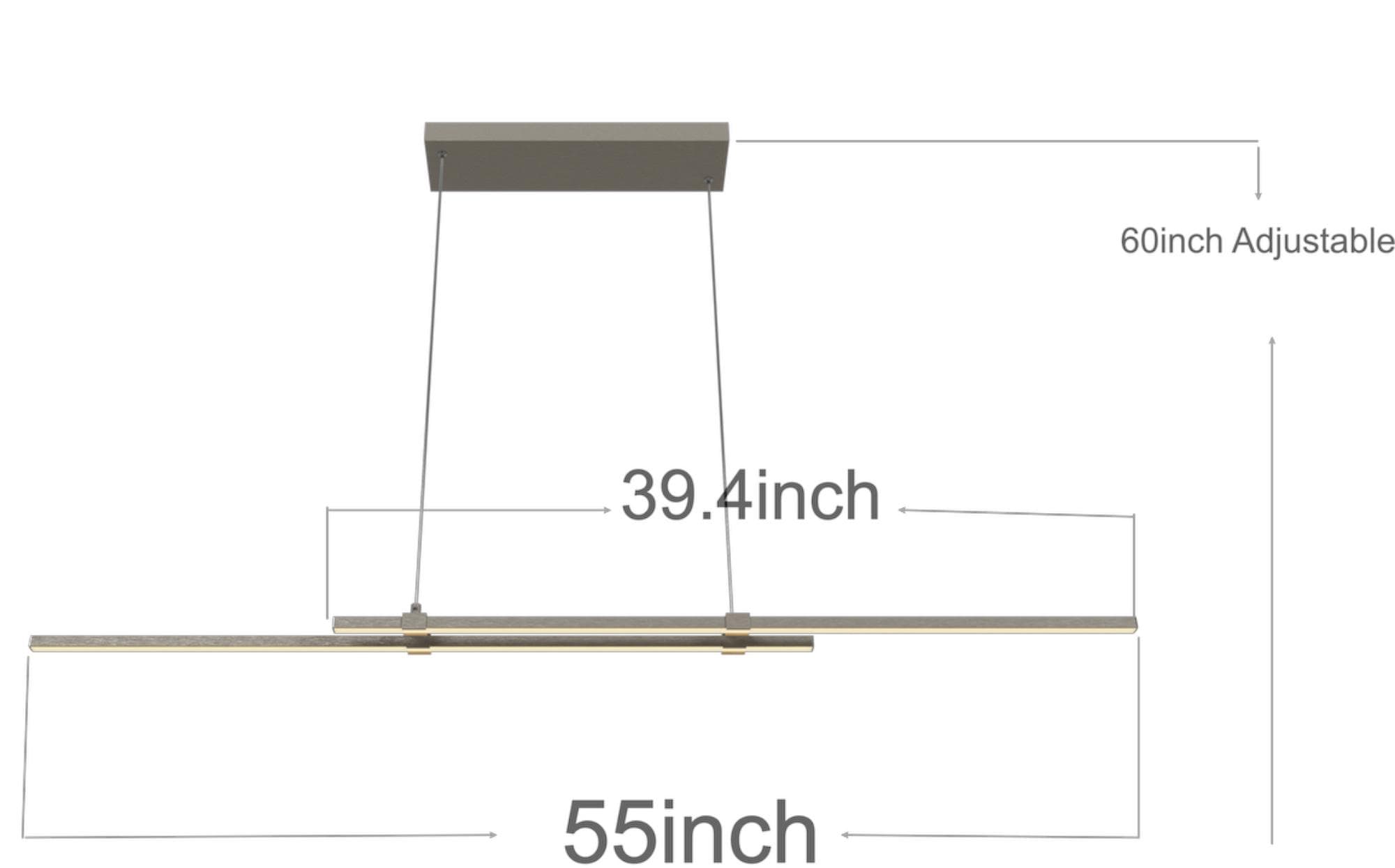 55inch Linear Pendant 2-light Modern Integrated LED Satin Nickel for ...