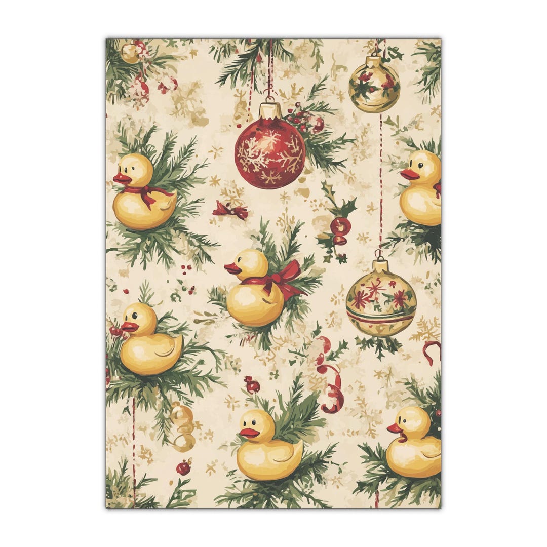 Christmas Rubber Duck Wrapping Paper Sheets, Festive Holiday Gift Wrap ...