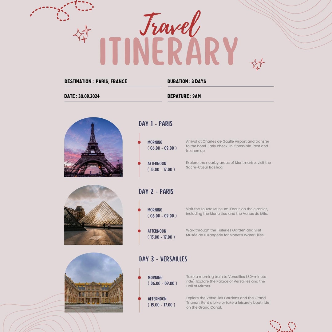 Custom Travel Itinerary - Personalized Traveling Planner - Customizable ...