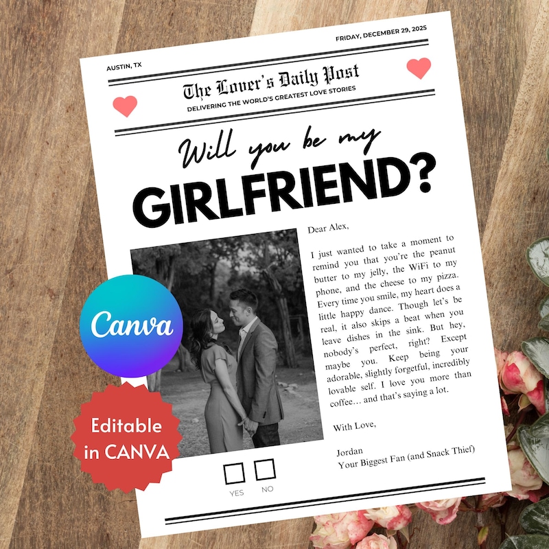 Will You Be My Girlfriend Poster - Etsy