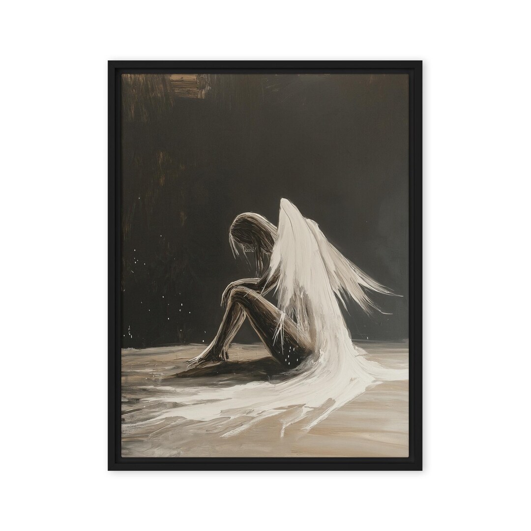Ethereal Fallen Angel Canvas Print Captivating Minimalist Art Modern ...