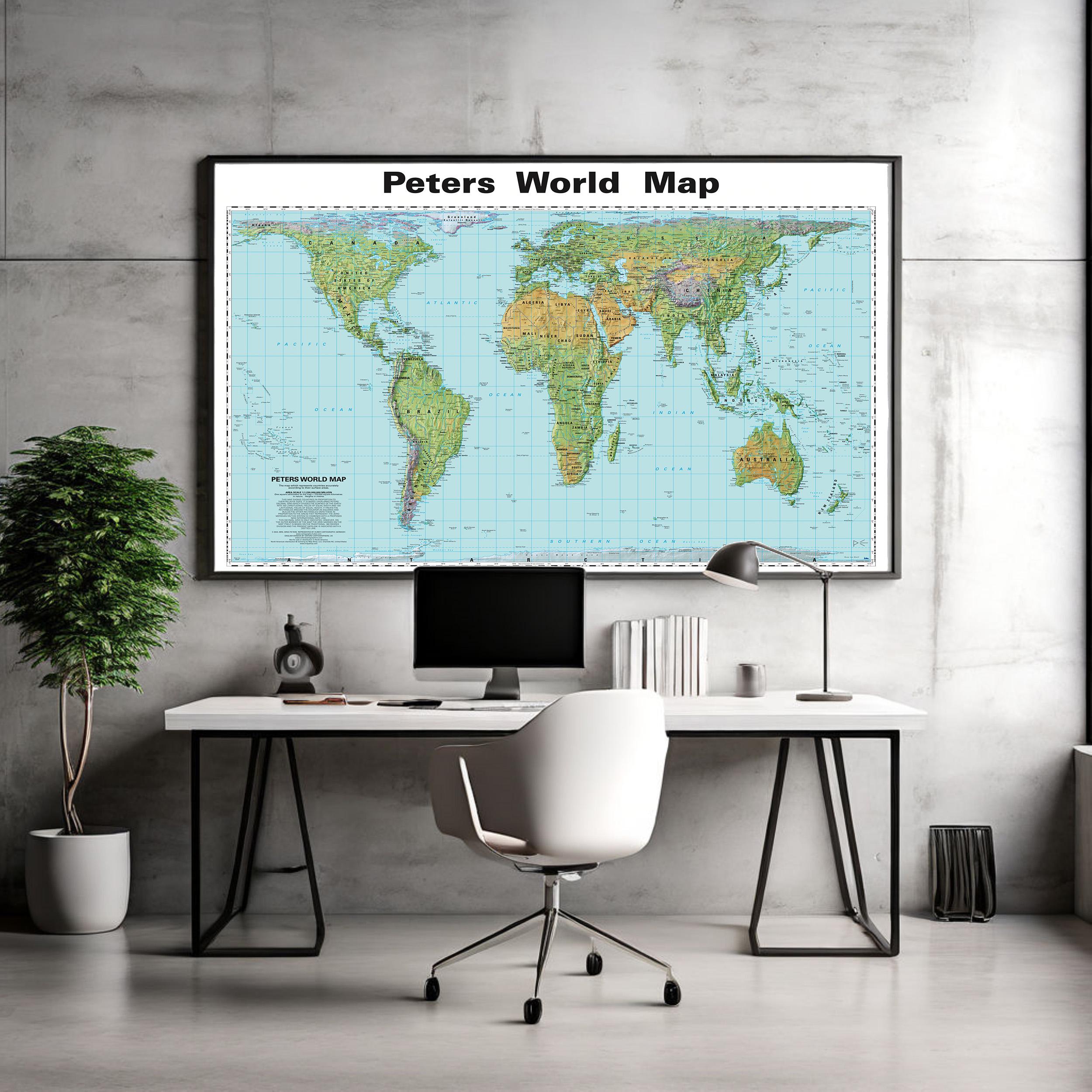 Peters Equal Area World Map (environmental) - Etsy