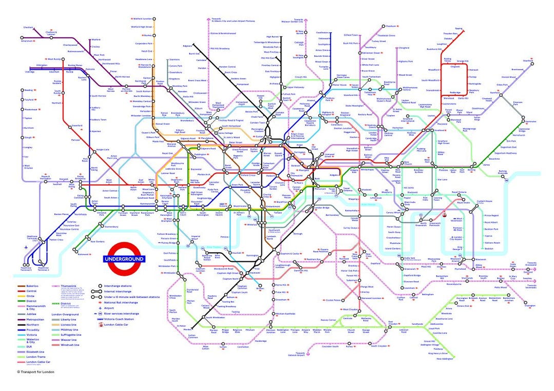 Official Tfl Tube Map (retail Version) - Etsy UK