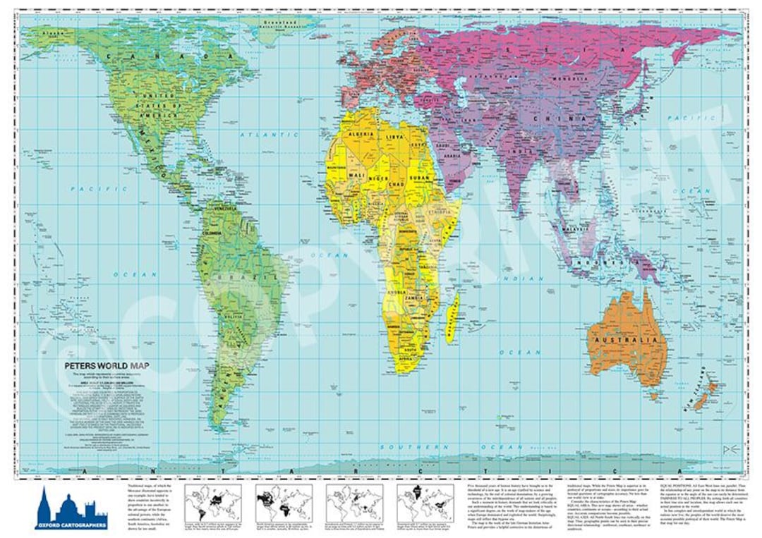 Peters World Map educational Updated Oct 2024 - Etsy