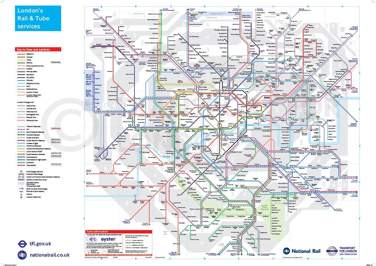 Official Tfl London's Rail & Tube Services Map - Etsy UK