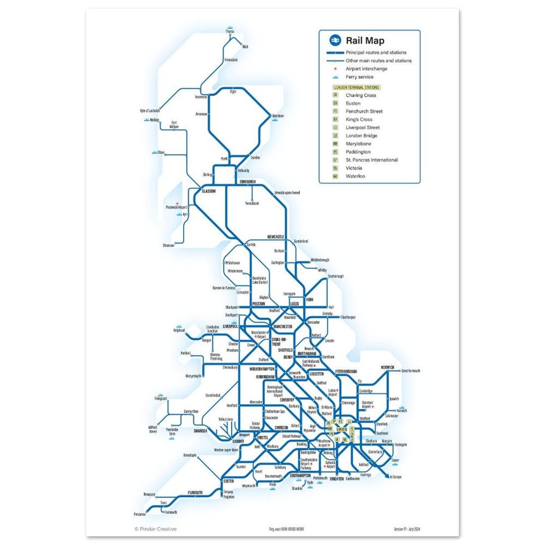 UK Railway Network Map - Etsy