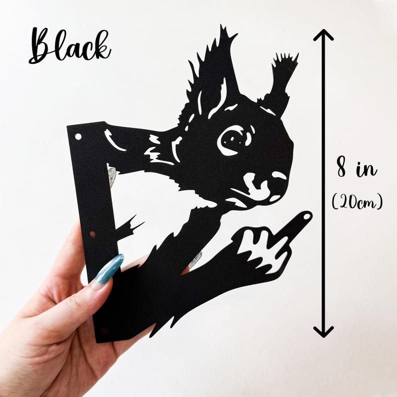 Peek-a-boo Flipping off Squirrel Metal Sign, Funny Squirrel Decor ...