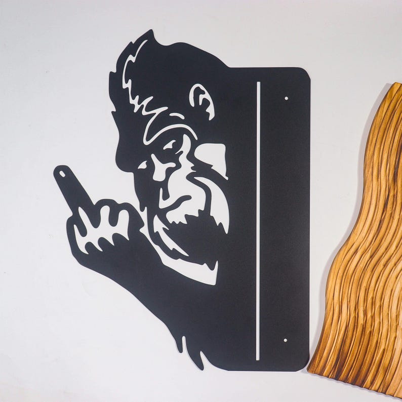 Flipping off Bigfoot Metal Sign, Peek-a-boo Flipping off Bigfoot Metal ...