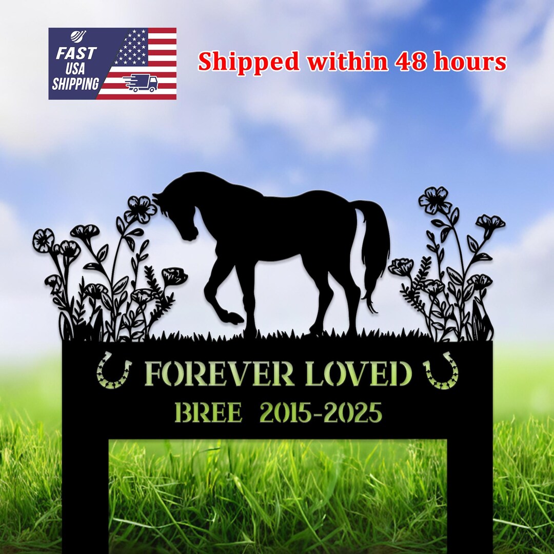 Custom Horse Memorial Metal Sign, Personalized Horse With Name Garden ...