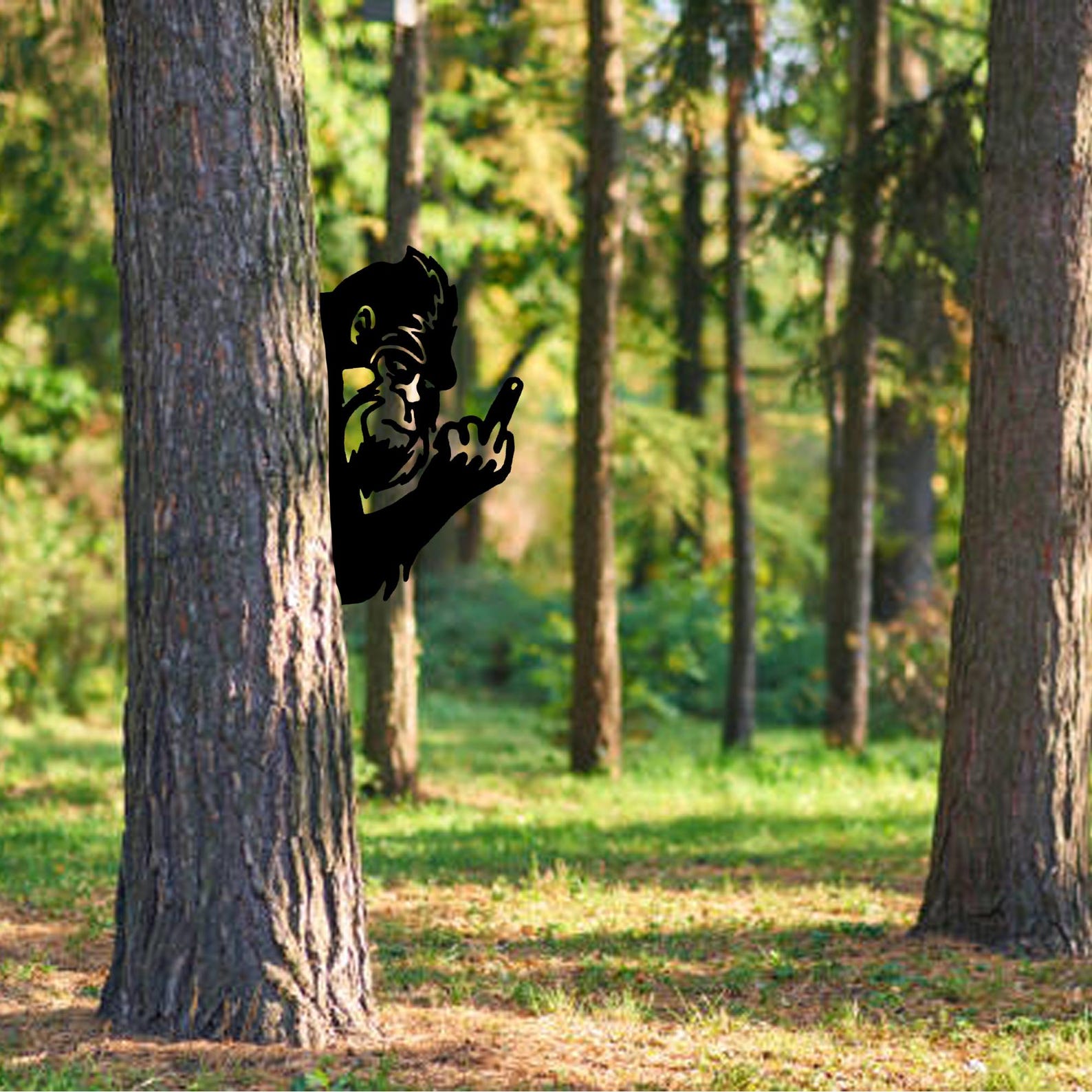 Flipping off Bigfoot Metal Sign, Peek-a-boo Flipping off Bigfoot Metal ...